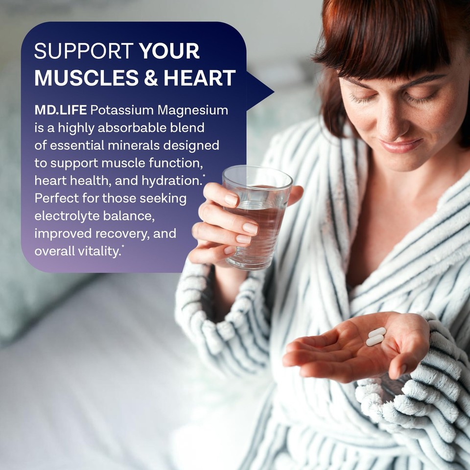 MD. Life Potassium Magnesium Supplement - 90 Capsules - High Absorption ...