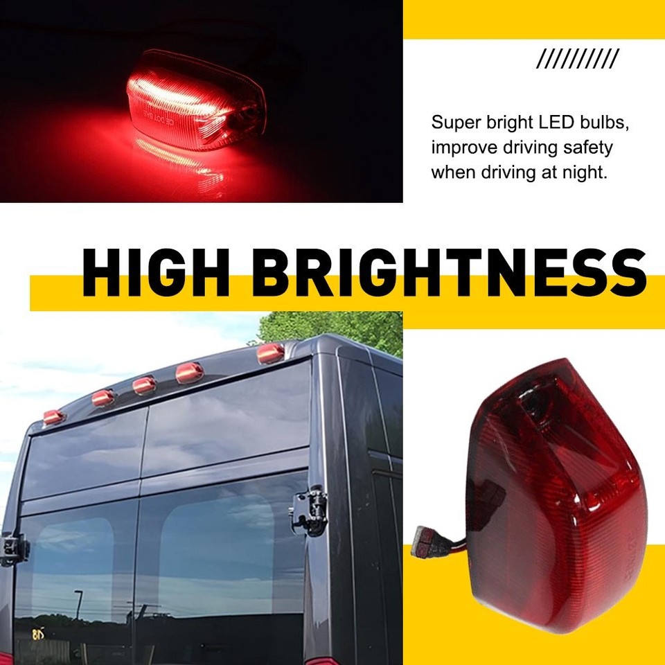 Red LED Rear Cab Roof Lights Fits 2014-2023 Dodge RAM Promaster ...