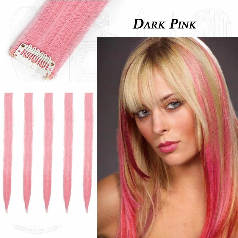 25+Colors Highlight For Human Hair Extension Clip in Piece Real Natural ...