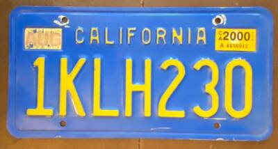 California 2000 BLUE License Plate NICE QUALITY # 1KLH230 | eBay