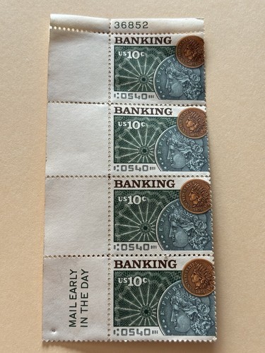 Banking Stamp 0540 US 10 CENT 1577 Plate Block of 7 Vintage 1975 | eBay