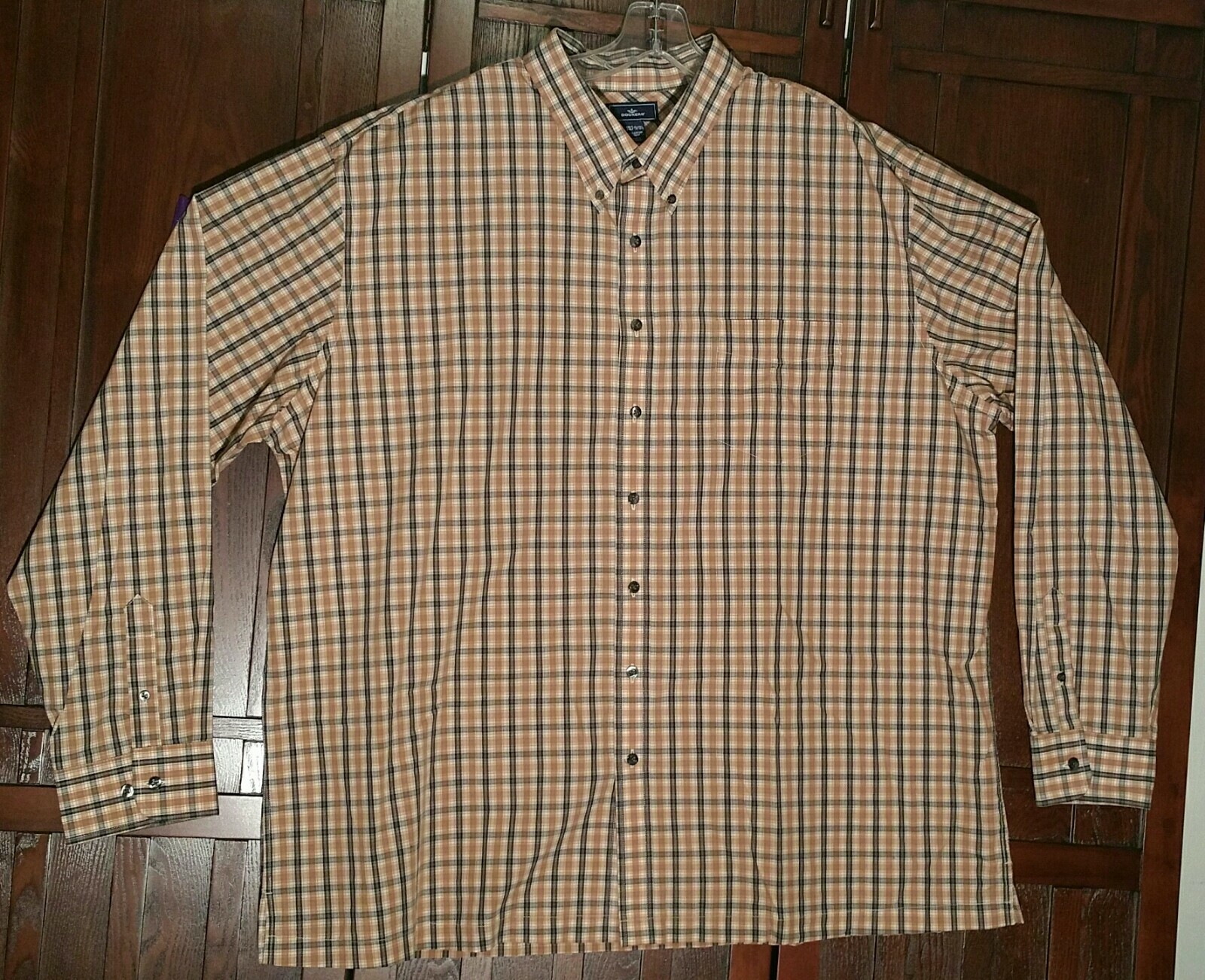 3XLT TAN / DARK BLUE PLAID DOCKERS BUTTON DOWN LONG S… - Gem