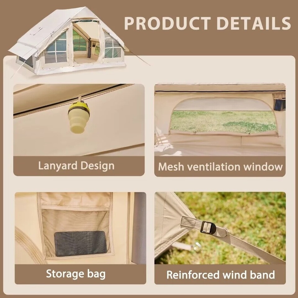 MOPHOTO 6 Person Inflatable Tents Blow Up Tent Air Glamping Tents with ...