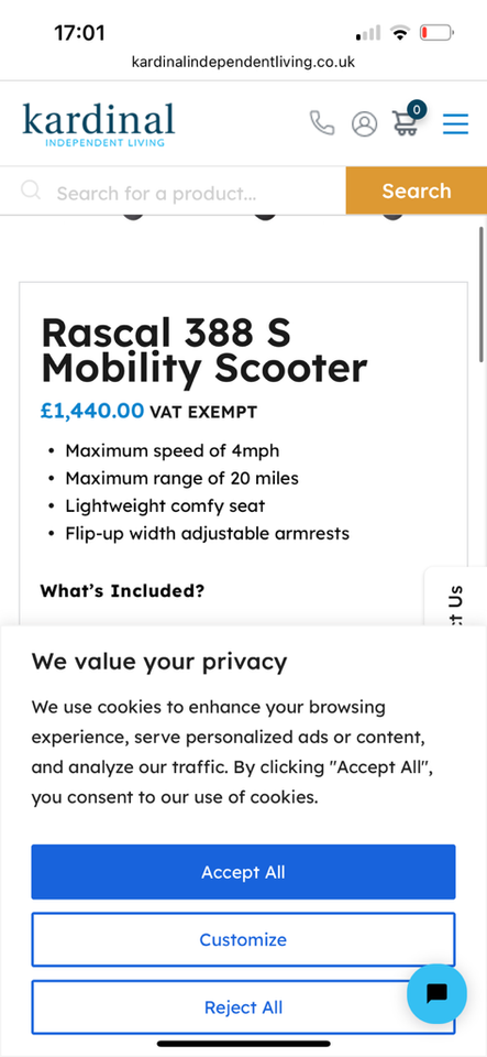 mobility scooter rascal 388s excellent condition as only used 3 times ...
