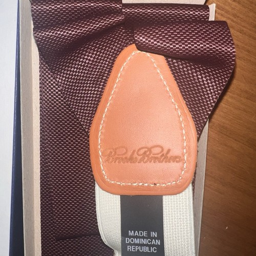 NEW BROOKS BROTHERS Factory Maroon Red Nylon Black Leather Suspenders ...