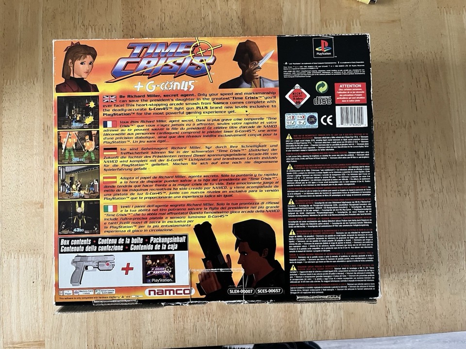 PlayStation 1 (PS1) Namco Light Gun x2 w/ Adapter & Time Crisis Box (No ...