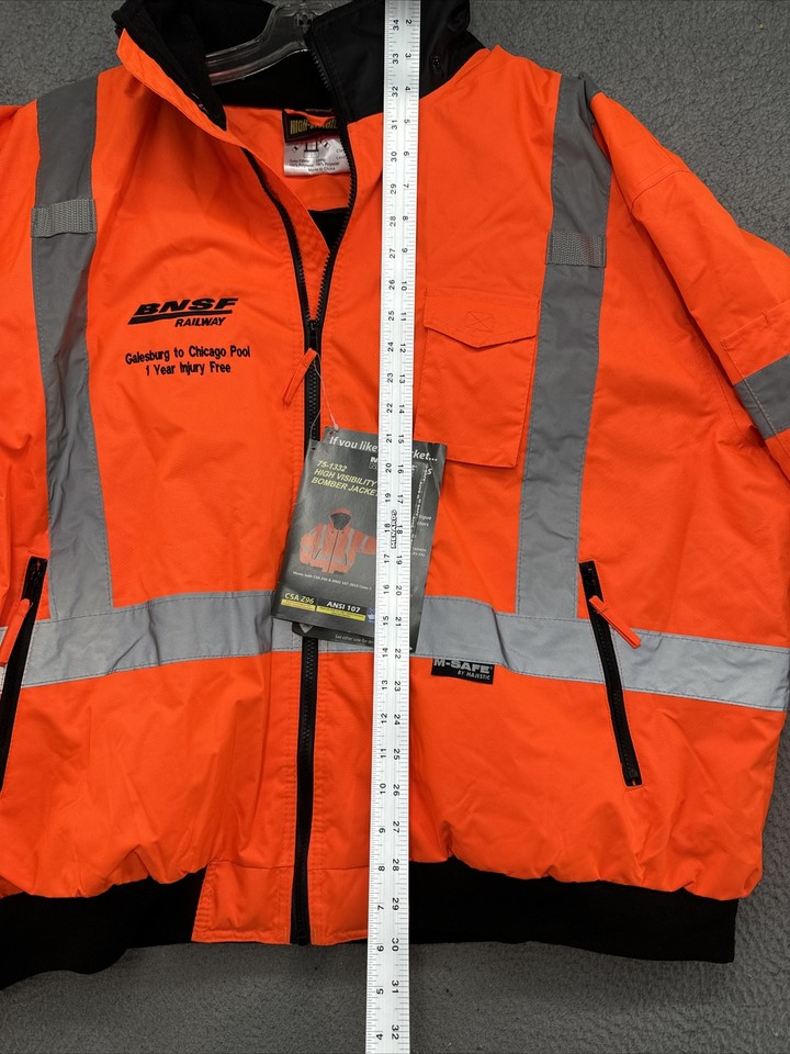 Mens BNSF Railway Chicago M-Safe HI-VIS Transformer Bomber Style Jacket ...