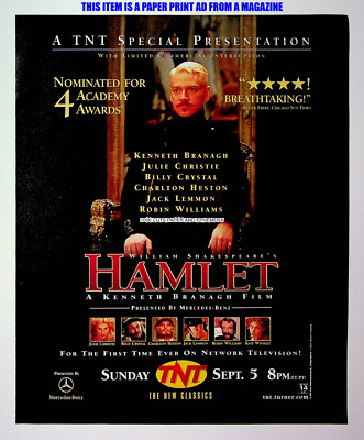 Hamlet A Kenneth Branagh Film TNT TV 1999 Trade Print Magazine Ad ...