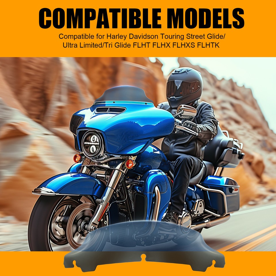 For Harley Touring Ultra Limited FLHTK Motorcycle 4.5"Wave Windshield ...