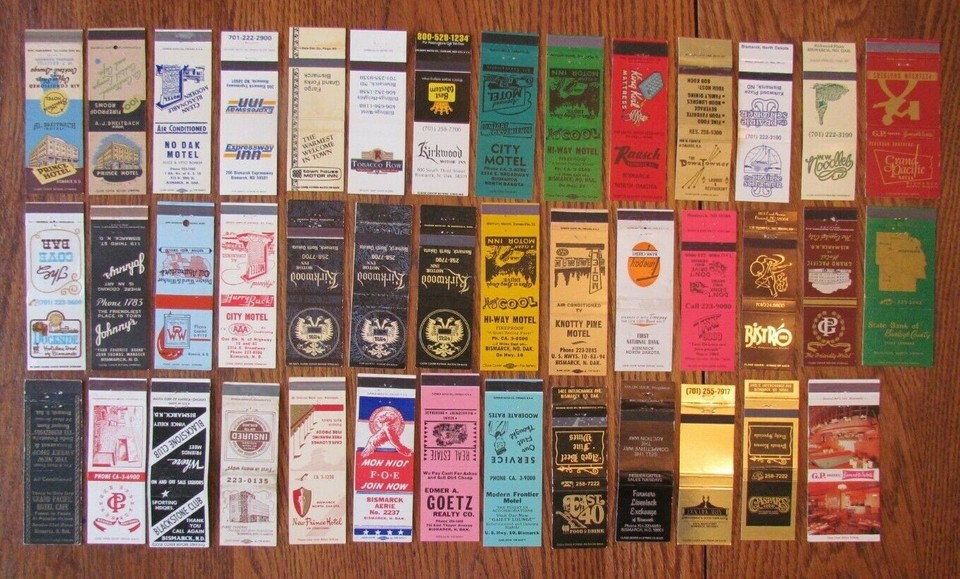 BISMARK, NORTH DAKOTA: LOT OF 41 DIFFERENT EMPTY MATCHBOOK MATCHCOVERS ...