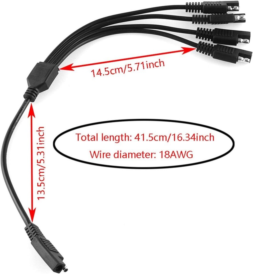 4-Way Battery Tender Charger Cable SAE Splitter Quick Connector Cord 2 ...