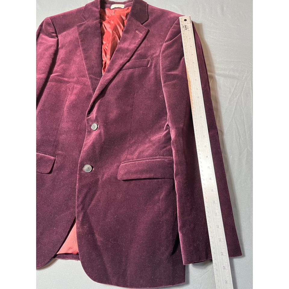 JF J. Ferrar Men's 38R Blazer Slim Fit Burgundy Velvet Sport Coat Jacket | eBay