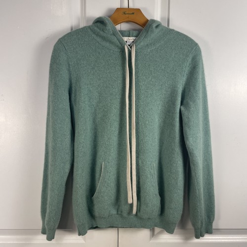 Biden 100% Cashmere Hoodie Sweater Sz10 Green Front Pocket Preppy Lux ...