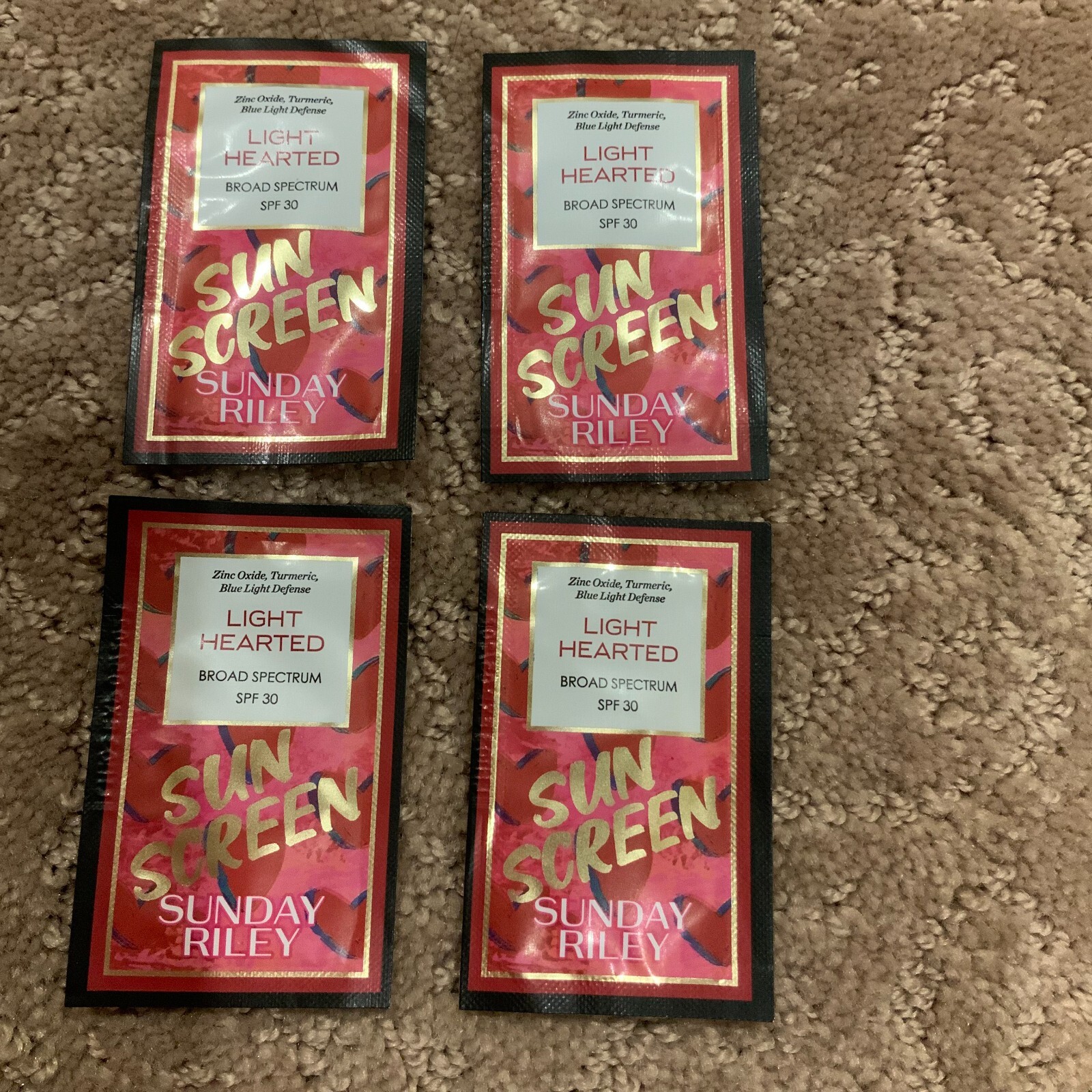 4x Sunday Riley Light Hearted Sun Screen SPF 30 Skin Care Sample 1mL ...