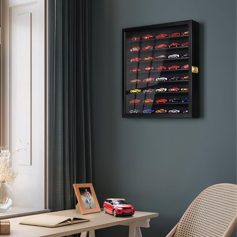 1/64 Scale Car Display Case Wall Mounted Diecast Cabinet Wooden ...