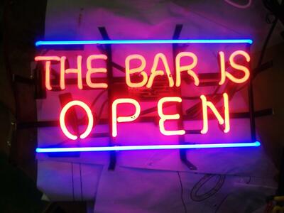 The Bar Is Open 14"x8" Neon Light Sign Lamp Glass Artwork Bar Decor ...
