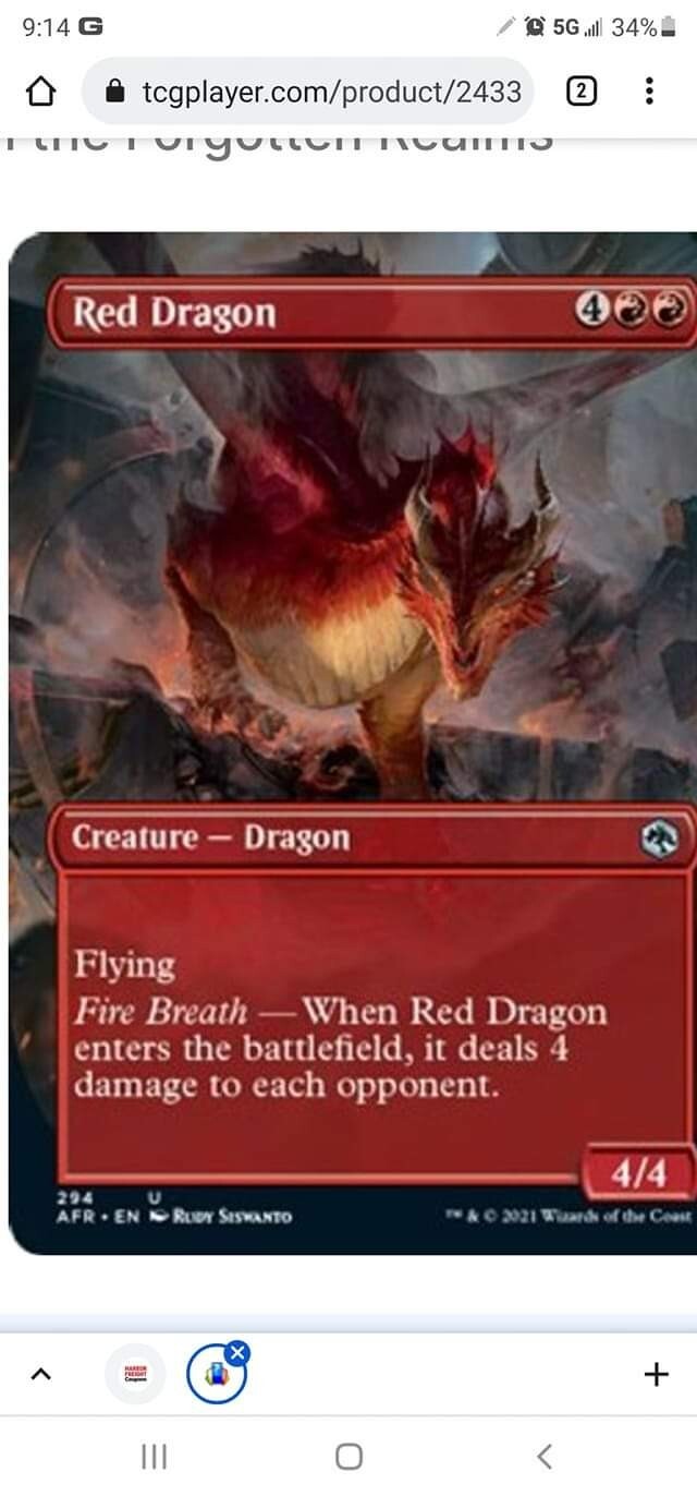 Red Dragon Original Magic The Gathering Charcoal Painting | eBay