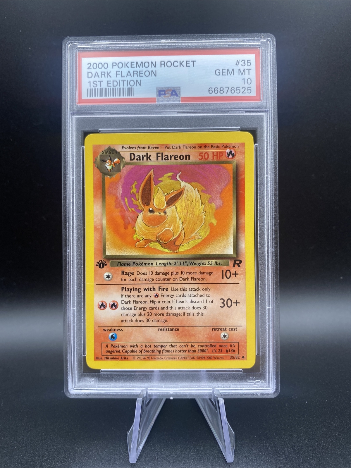 1st Ed Dark Flareon Non-Holo 2000 Pokemon Card 35/82 Rocket Set PSA 10 ...