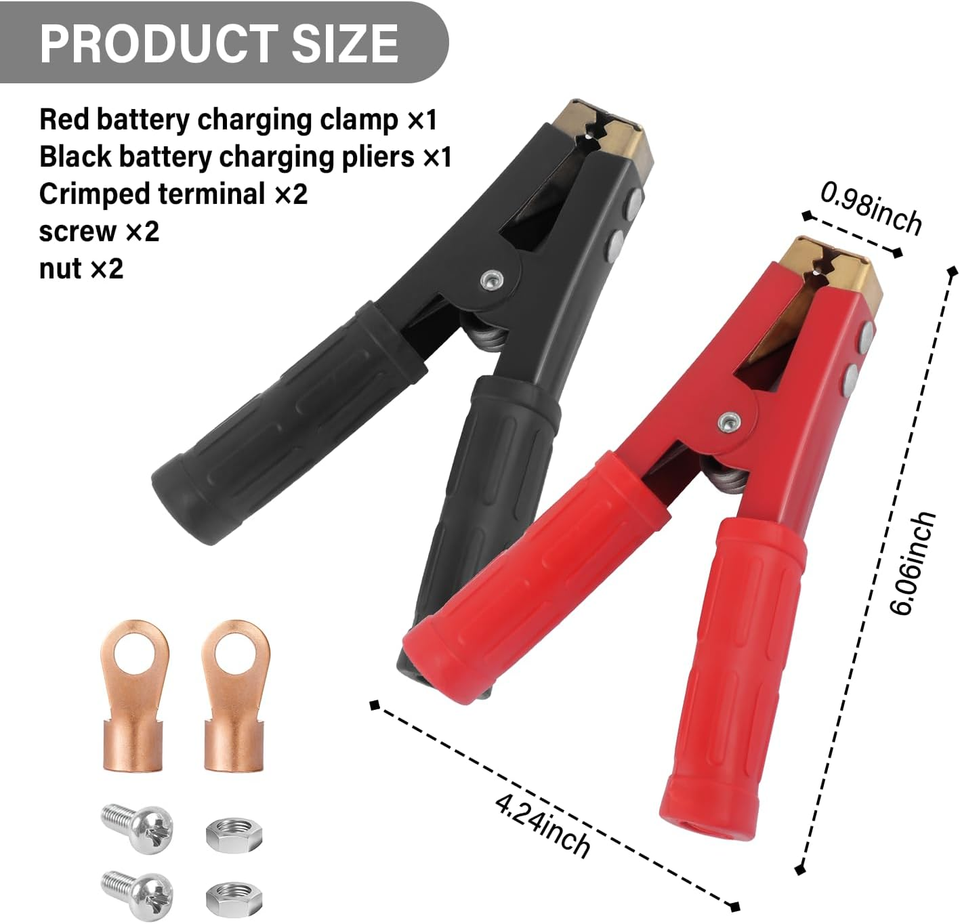 2 Pcs Heavy Duty Alligator Clamps Car Replacement Battery Charger Clip ...