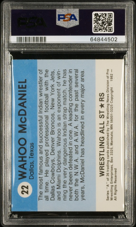1982 WRESTLING ALL-STARS SER A #22 WAHOO MCDANIEL PSA 7 | eBay
