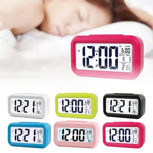 DIGITAL BEDSIDE LED SNOOZE ALARM CLOCK TIME TEMPERATURE DAY/NIGHT MODE ...