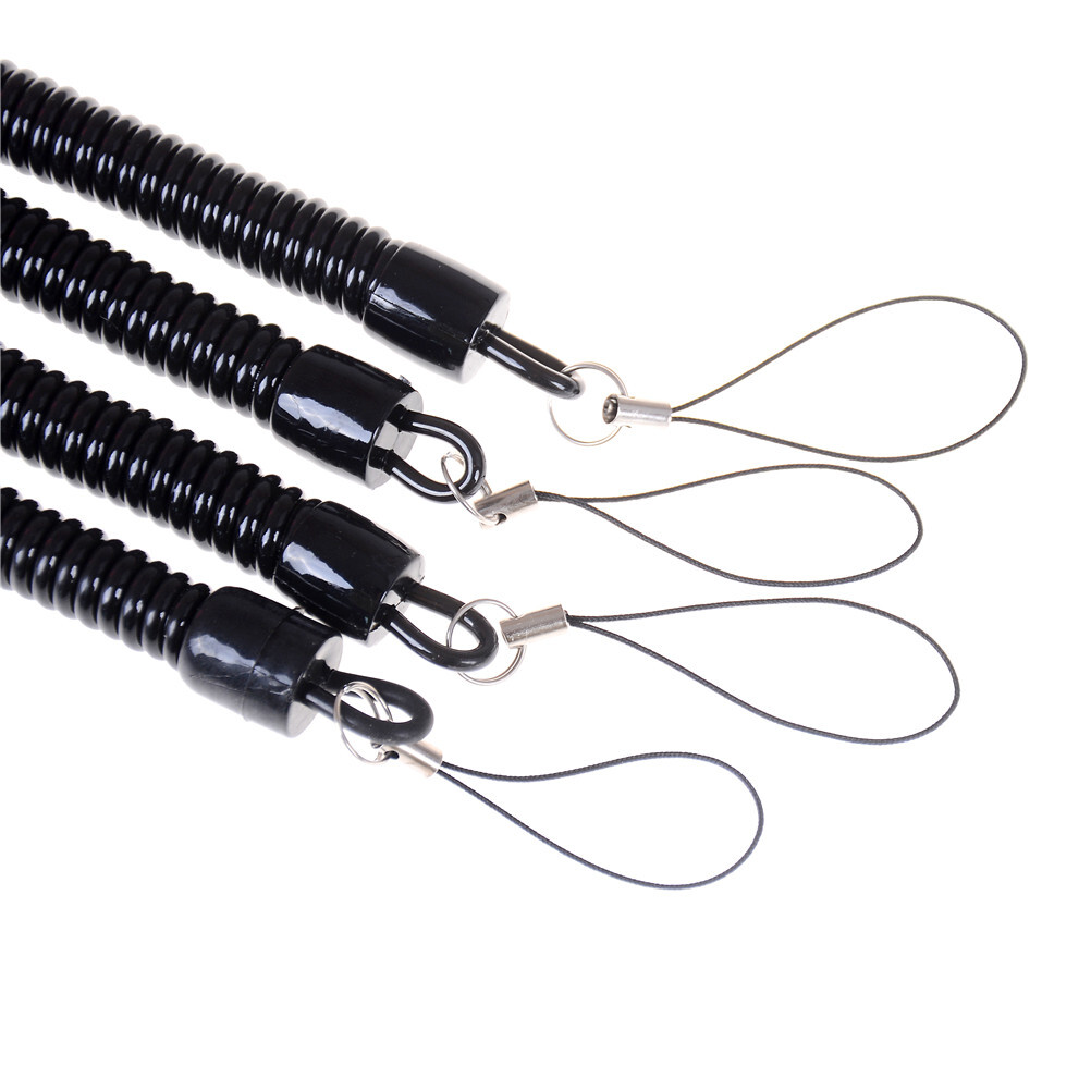 Outdoor Black PU Spring Rope Elastic Belt Keychain Camping Too WG FG ...