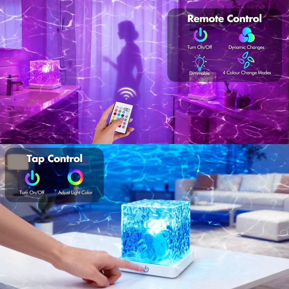 Shower Light No Wiring, Rechargeable 16 Color Ocean Wave Projector ...