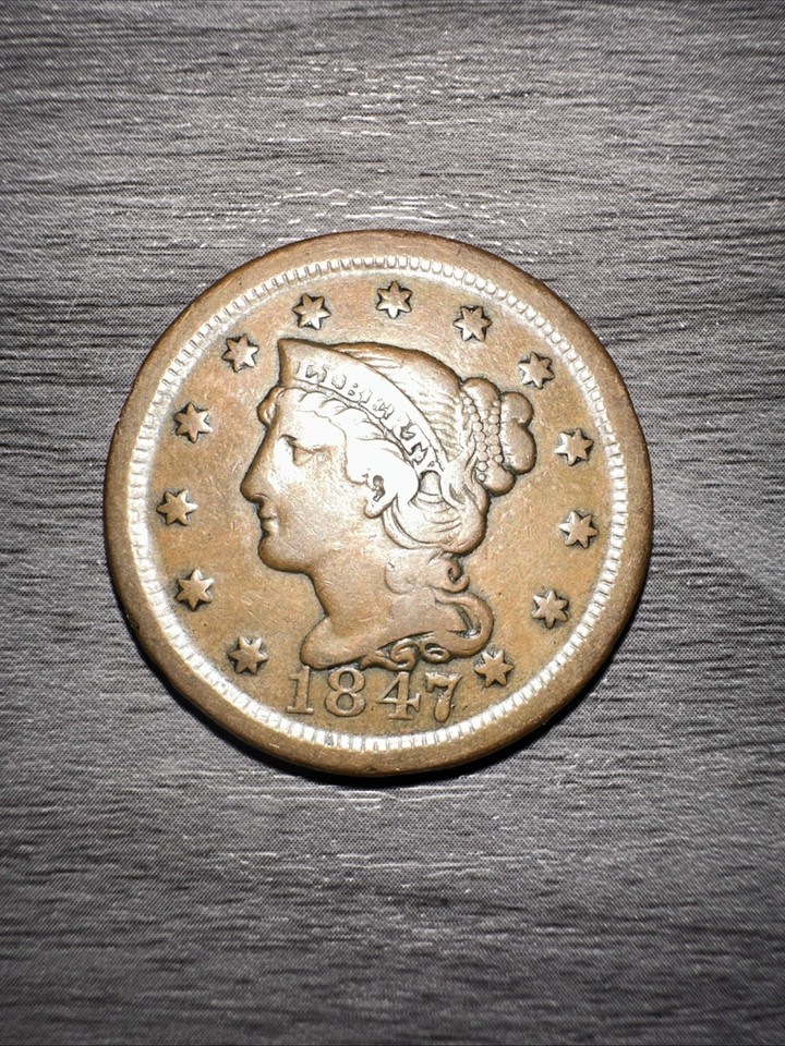 1847 Braided Hair Large Cent 🔥Very Nice Crisp Details 🔥🔥🔥 | eBay