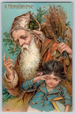 Old World Santa Switch Crying Child Otto Schloss 842 Christmas Postcard ...