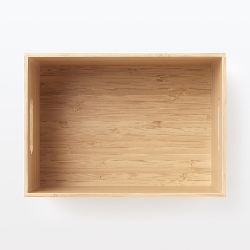 MUJI Stackable Bamboo Rectangular Box Half Medium 26cm x 18.5cm x 16 ...