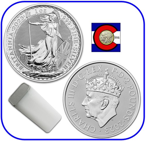 2023 UK Britannia King Coronation 1 oz 0.999 BU Silver Coin - Tube/Roll ...