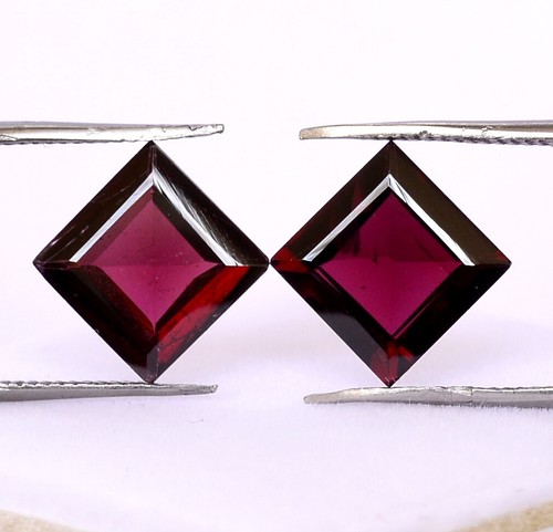 8 mm Natural Red Garnet Square Cut Pair 5.29 Cts Calibrated Loose ...