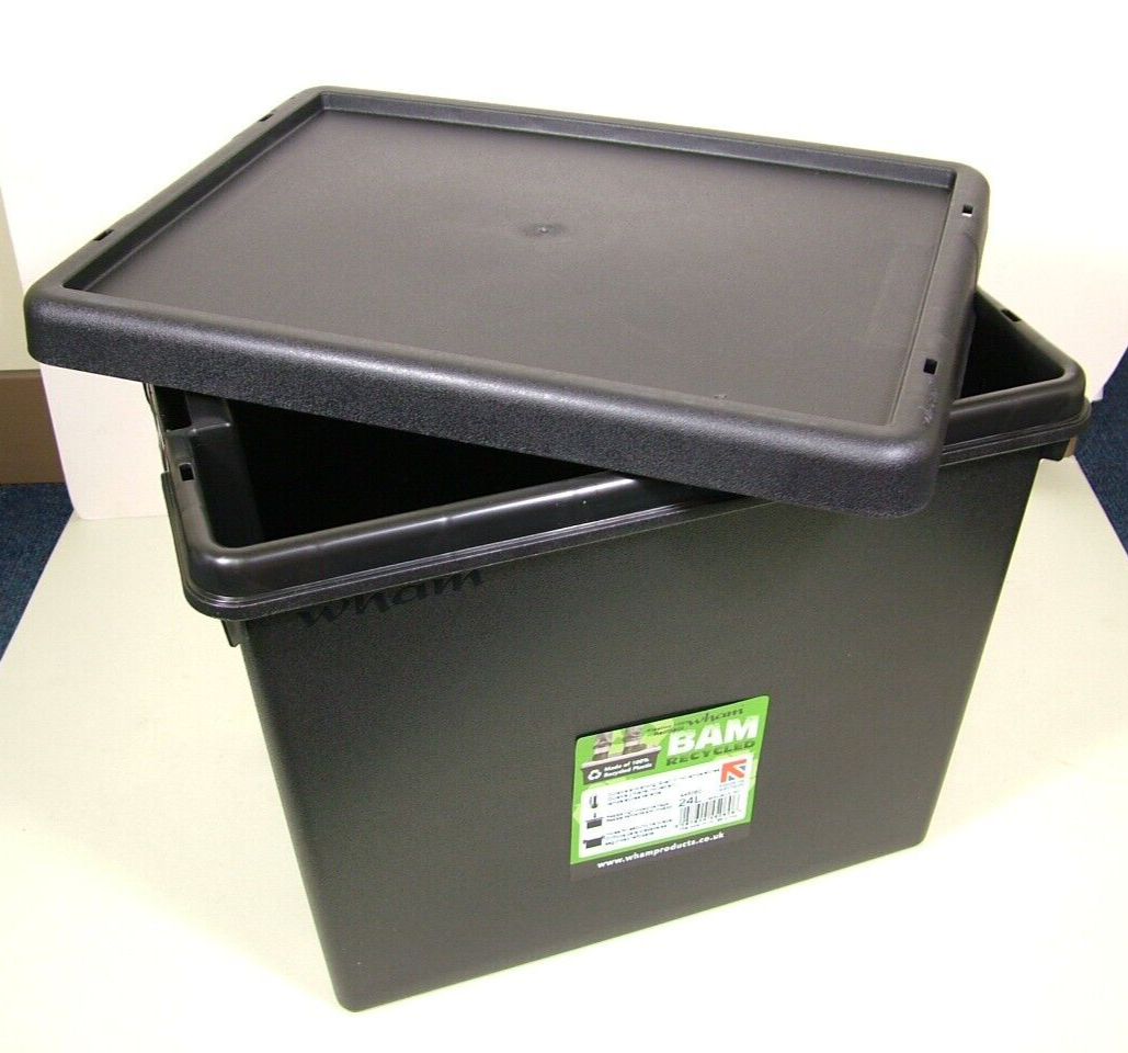 Wham Bam Black Very Strong Plastic Storage Box 24 litre With Lid 100% ...