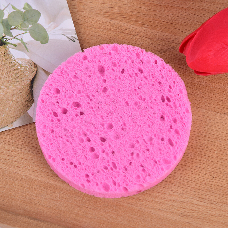 Natural Plant Fiber Face Wash Cleansing Round Sponge Beauty Makeup Tool ...