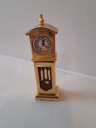Vintage Brass Tabletop Grandfather Clock Elite Quartz Heavy Untested ...