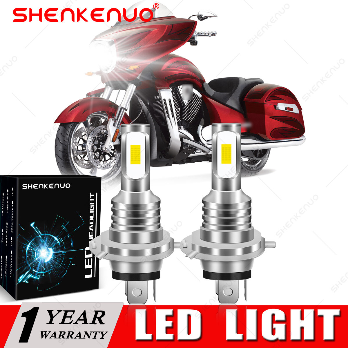 2 Bright LED headlight Bulbs for Victory 2010 Vision Tour Premium high ...