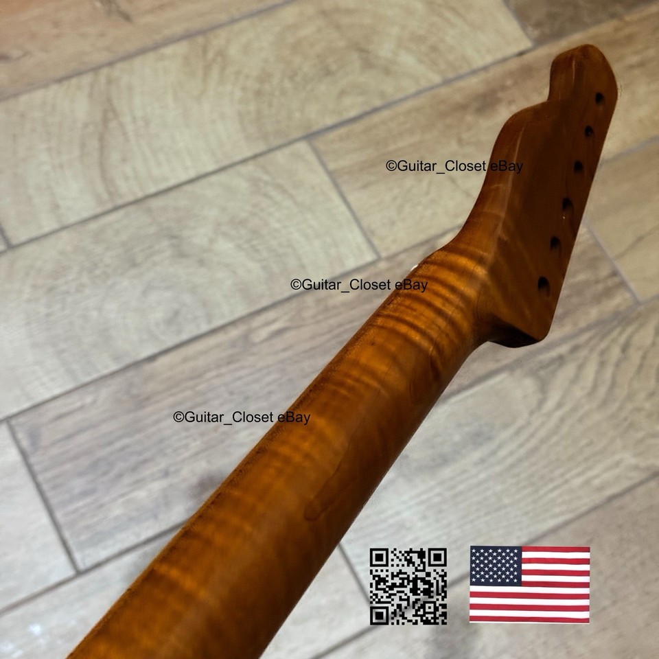 Roasted Flame Maple Tele Neck Satin Telecaster Fits Warmoth & Fender ...