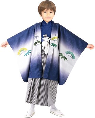 Boy's Hakama 5yr Old Celebration Traditional Formal Ware Navy Blue ...