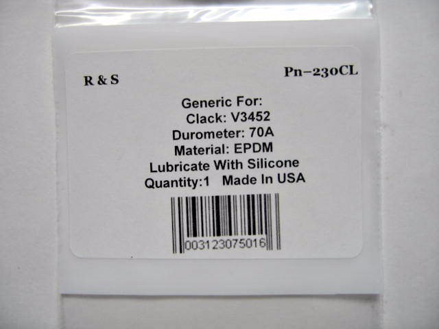 Clack V3452 O-Ring for WS2 Drive Cap Assembly / R&S 230CL / FDA EPDM ...