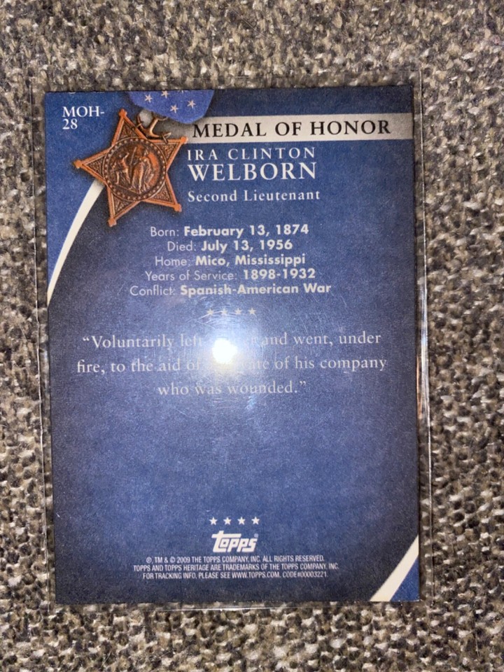 2009 Topps Heritage Medal Of Honor Ira Clinton Welborn MOH #28 | eBay