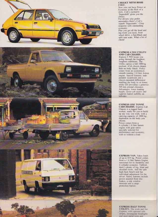 1981 MITSUBISHI Australian Range Brochure GH SIGMA SCORPION COLT ...