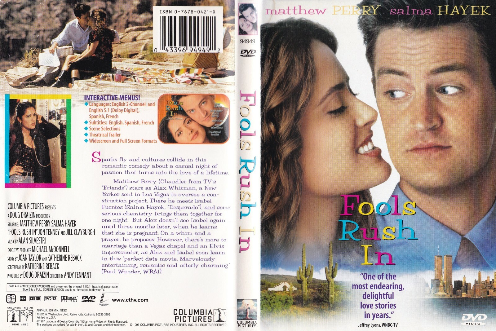 Fools Rush In (Widescreen/Fullscreen DVD, 1998) Matthew Perry, Salma ...