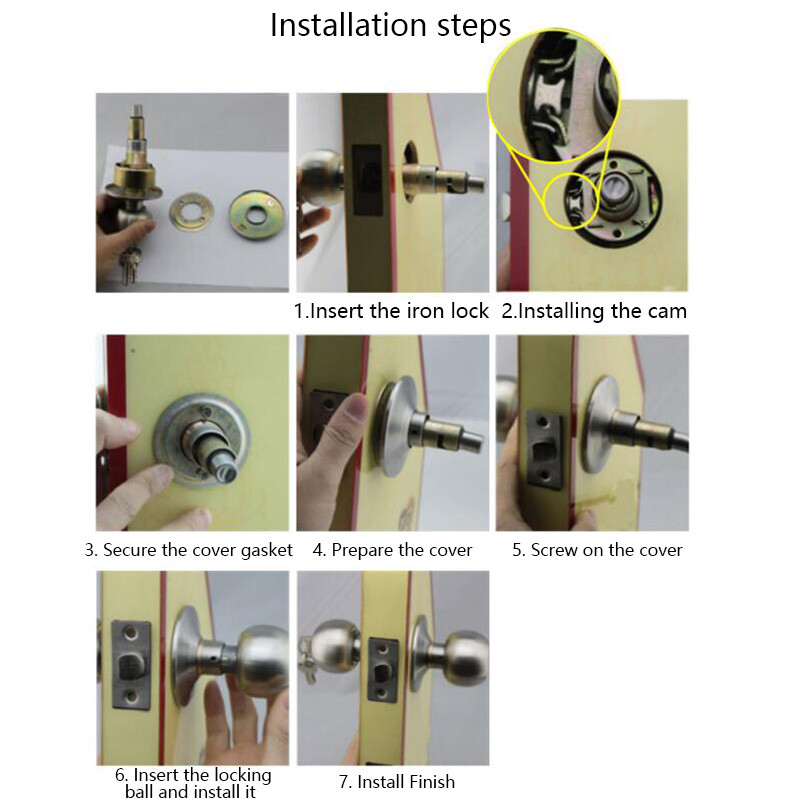 Stainless Steel Ball Knobs Door Handle Privacy Passage Lock Entrance ...