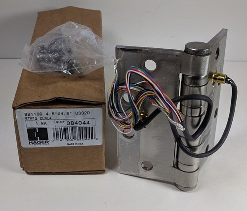 Hager BB1199-ETW12 4.5" x 4.5" 12 Wire Electric Hinge US32D Heavy Duty ...