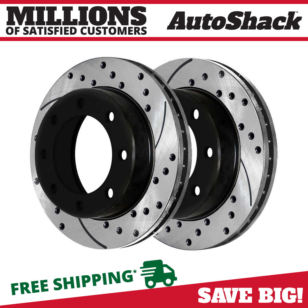Rear Drilled Brake Rotors Black Pair 2 for Chevy Express 3500 Express ...
