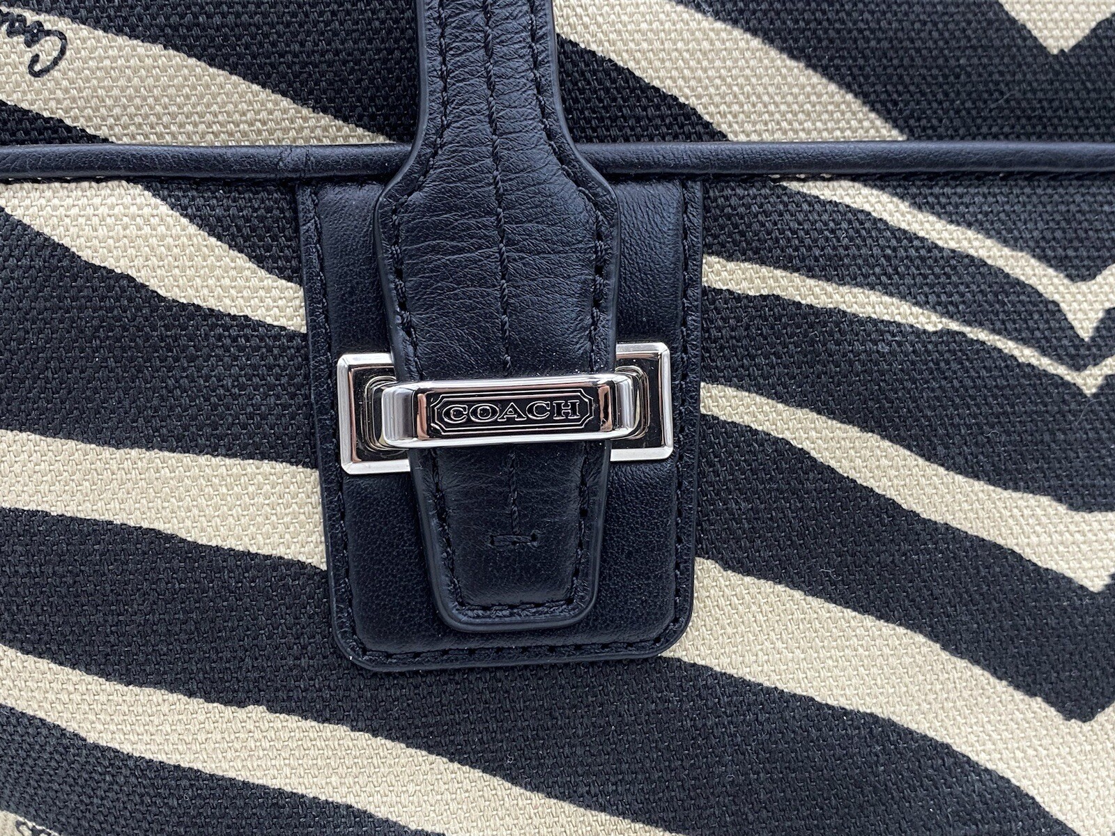 Coach Zebra Print Canvas & Leather Tote Handbag L1382-F27009 | eBay