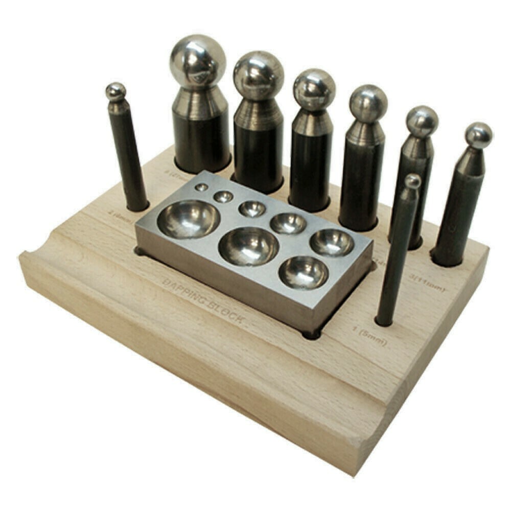 10 Piece Dapping Punch Set Forming Block & Punches Jewelry Making ...