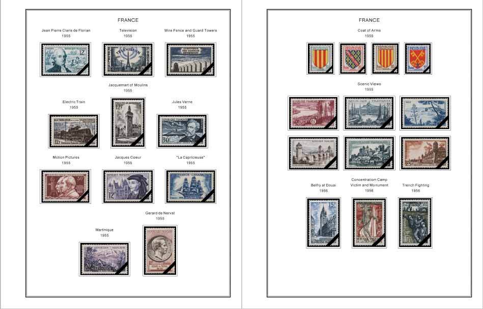 COLOR PRINTED FRANCE 1941-1965 STAMP ALBUM PAGES (55 illustrated pages ...