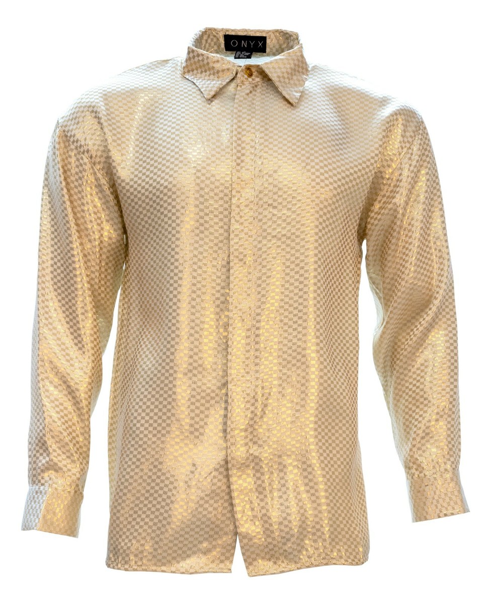 Metallic Gold Mens Dress Shirt Youllyuu Metallic Floral Print Button