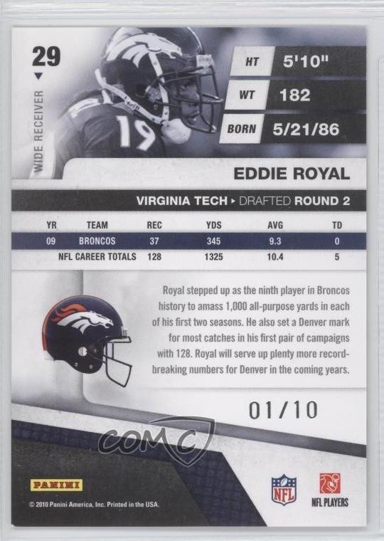 2010 Panini Absolute Memorabilia Spectrum Gold /10 Eddie Royal #29 | eBay